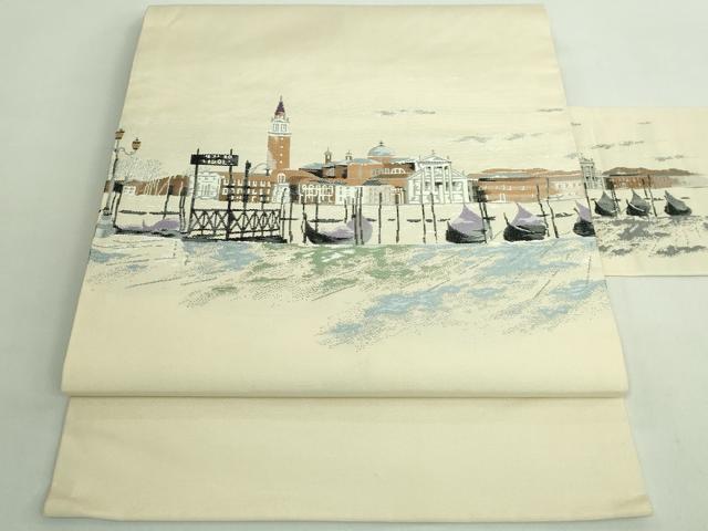 平和屋着物■極上　九寸名古屋帯　ベネチア　ゴンドラ　逸品　DZAB1506kh5