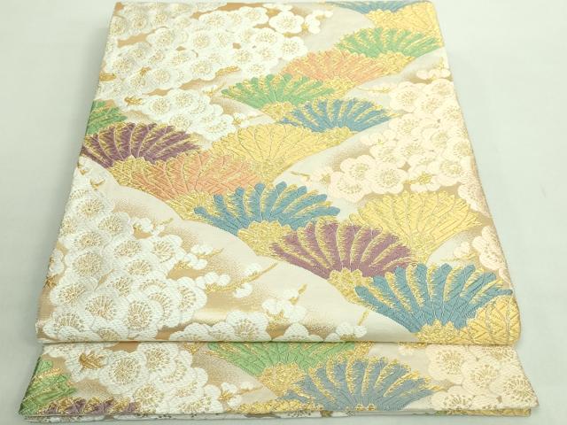 平和屋着物■極上　山口美術織物　皇室　伊勢神宮御用　西陣織　六通柄袋帯　唐織　菊欅梅花文　金糸　逸品　DZAB1530kh5