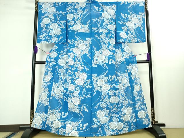 平和屋本店∴極上　夏物　竺仙　綿絽　浴衣　菊　逸品　DZAB1562kh6