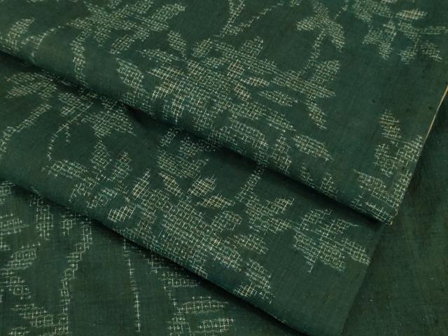 平和屋着物■極上　本場結城紬　重要無形文化財　100亀甲　飛び亀甲柄　枝葉文　高麗納戸色地　逸品　DZAB1579kh5