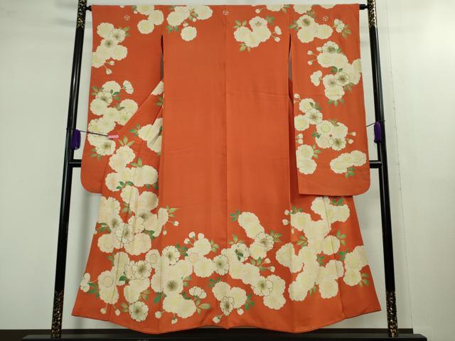 平和屋着物■極上　アンティーク　大正ロマン　振袖　駒刺繍　八重桜　金彩　逸品　DZAB1608kh5