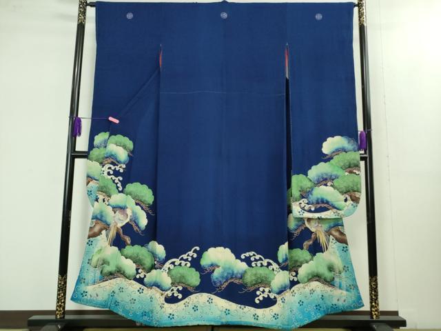 平和屋本店■極上　アンティーク　大正ロマン　振袖　尾長鳥松文　暈し染め　金彩　逸品　DZAB1613kh5