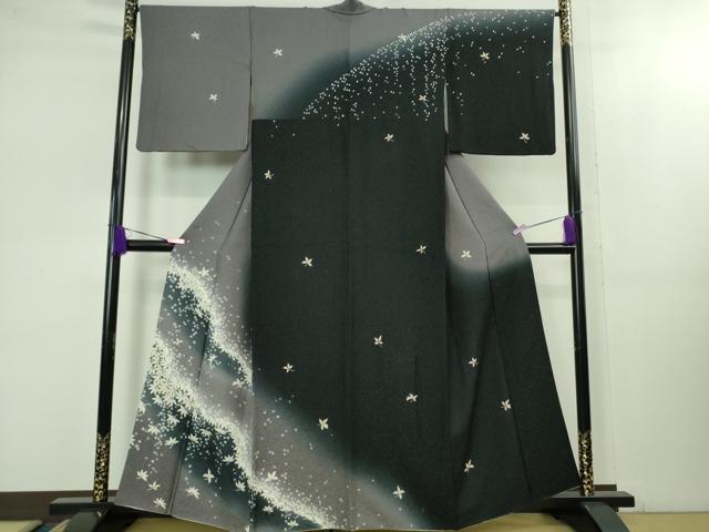 平和屋着物■極上　中国三大刺繍　相良刺繍　訪問着　舞花文　暈し染め　銀通し地　逸品　DZAB1624kh5