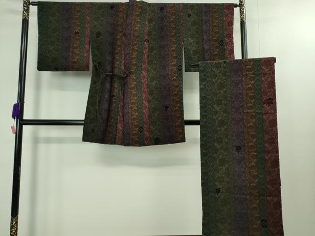平和屋着物■極上　道中着・ショールセット　輪奈ビロード　草花間道　逸品　DZAB1662kh5