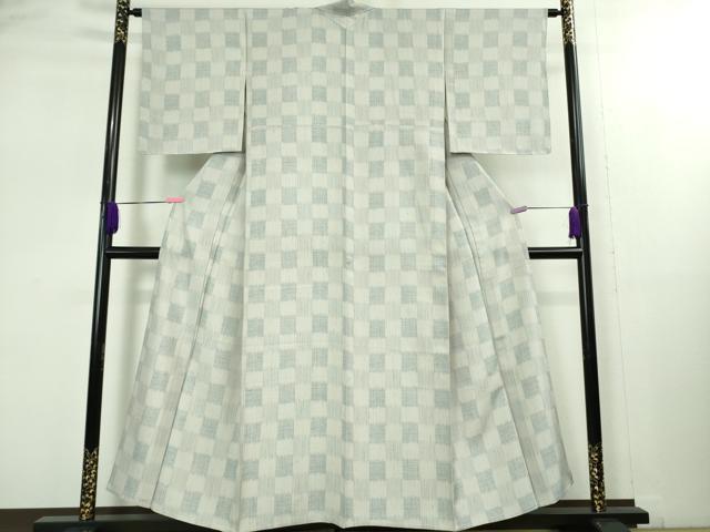 平和屋着物■極上　ぜんまい紬　単衣　こがれこう　市松文様　反端付き　逸品　未使用　DZAB1670kh5