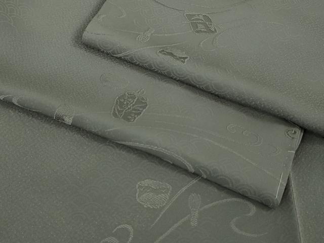 平和屋着物■極上　色無地　仕覆地紋　鈍色　逸品　未使用　DZAB1691kh5