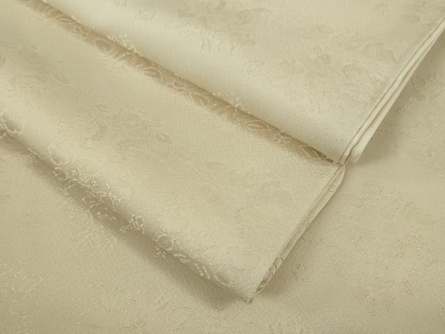 平和屋着物■極上　色無地　草花地紋　薄卵色　逸品　DZAB1711kh5