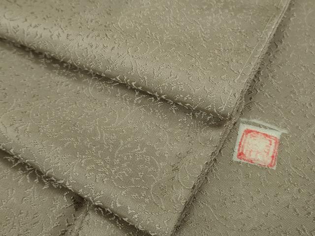 平和屋着物■極上　京都・西陣　織元ブランド　泰流舎　色無地　お召地　唐草地紋　枯野色　逸品　未使用　DZAB1712kh5