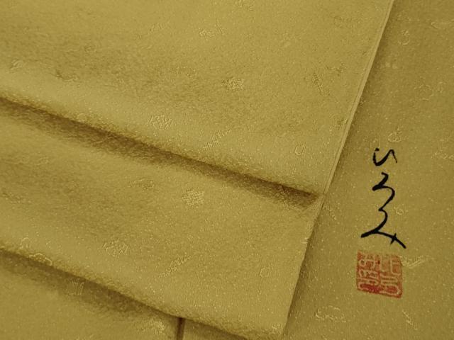 平和屋着物■極上　服飾評論家　市田ひろみ　色無地　草花地紋　芥子色　逸品　DZAB1715kh5