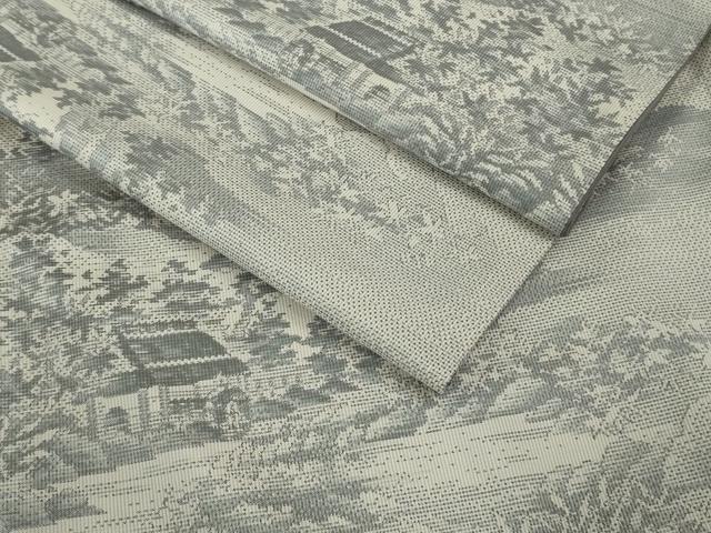 平和屋着物■極上　本場大島紬　白大島　総絣　水車小屋風景　逸品　DZAB1727kh5