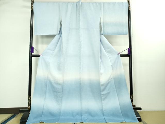 平和屋着物■極上　訪問着　松ぼっくり地紋　暈し染め　フロスティーブルー色地　ロング丈　逸品　DZAB1744kh5