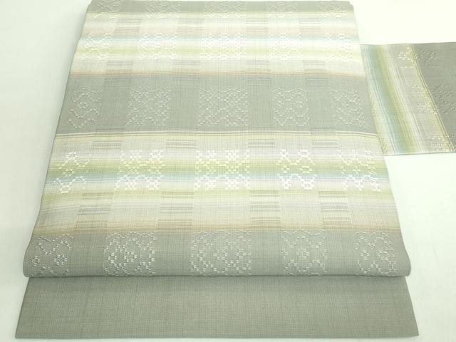 平和屋本店●希少　沖縄県最高級織物　夏物　首里花倉織　首里織　花織・絽織・紗織　九寸名古屋帯　逸品　DZAB1777kh6