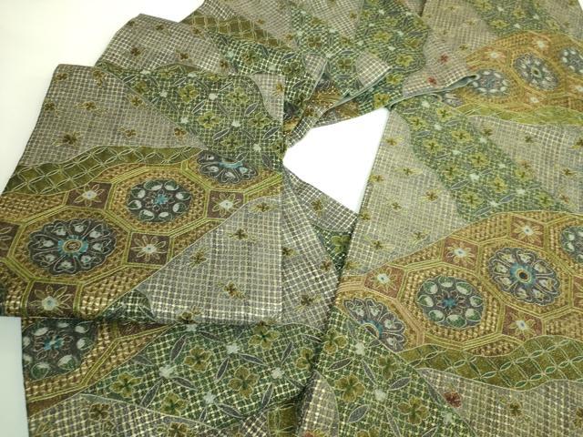 平和屋本店●極上　中国三大刺繍　スワトウ刺繍　汕頭刺繍　総刺繍　全通柄袋帯　スリーシーズン帯　蜀江花文　金糸　逸品　DZAB1781kh6