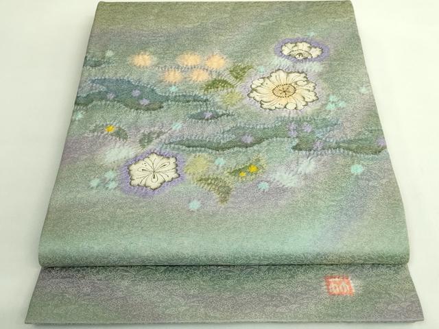 平和屋本店●極上　久保田一竹　幻の辻が花　太鼓柄袋帯　金通し地　逸品　DZAB1811kh6