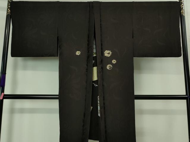 平和屋本店＃極上　長羽織　印傳　花丸文　黒紅色地　逸品　DZAB1917kh6