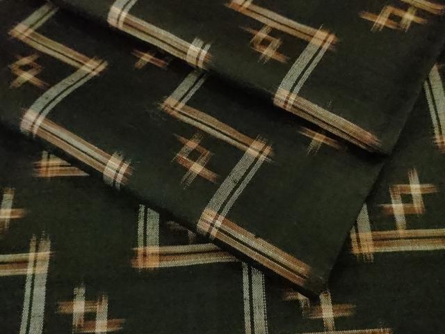 平和屋本店▽極上　国指定重要無形文化財　本場久米島紬　手織　単衣　逸品　DZAB1960kh6