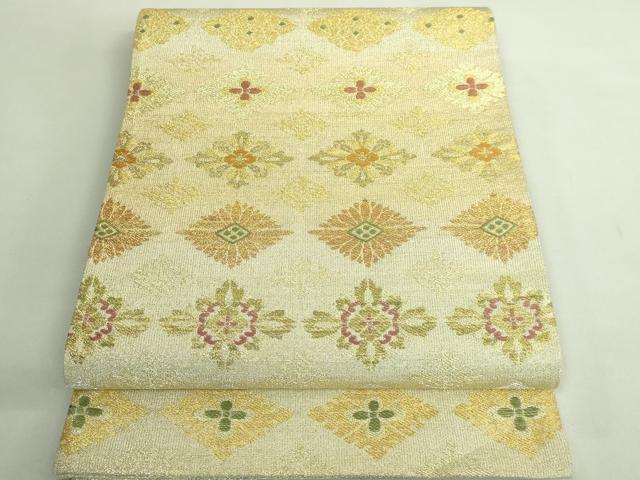 平和屋本店●極上　桝屋高尾　ねん金綴錦　六通柄袋帯　花菱文　金銀糸　逸品　DZAB2059kh6