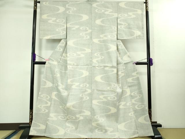 平和屋本店●極上　本場結城紬　重要無形文化財　80亀甲　流水文　反端付き　逸品　未使用　DZAB2115kh6