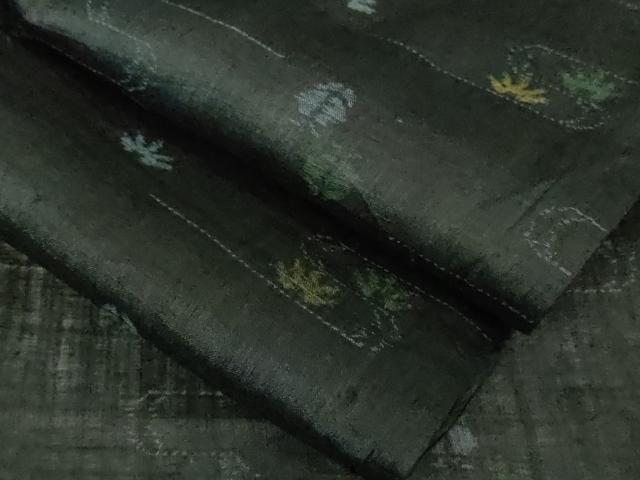 平和屋本店＊極上　夏物　重要無形文化財　本場宮古上布　苧麻　霞蝶草文　濃藍色地　逸品　DZAB2221kh6