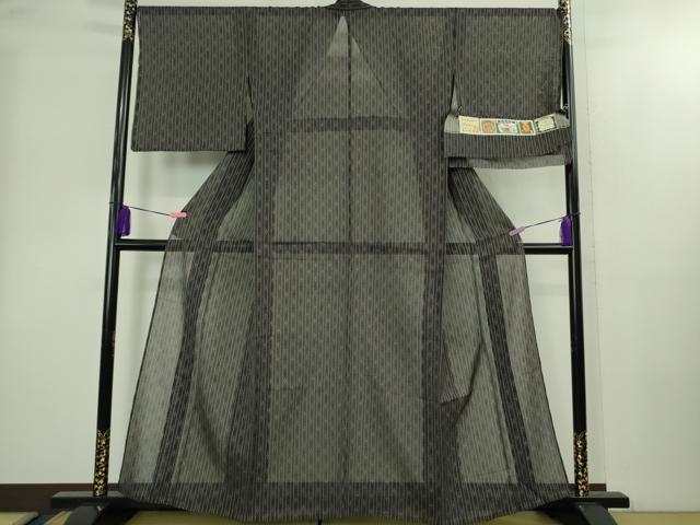 平和屋本店＊極上　夏物　本塩沢　夏塩沢　伝統工芸士　本田利夫作　瀧右衛門　藍鉄色地　証紙付き　逸品　未使用　DZAB2248kh6