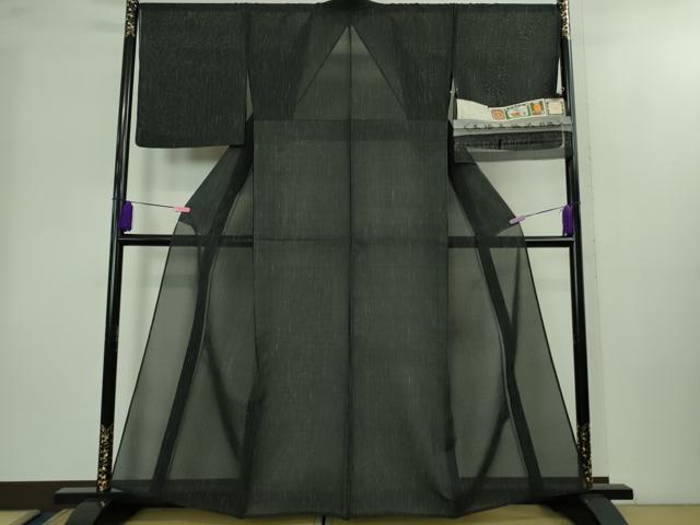 平和屋本店＊極上　夏物　本塩沢　夏塩沢　ほし乃駒　縞　織元星野　黒地　証紙付き　逸品　DZAB2276kh6