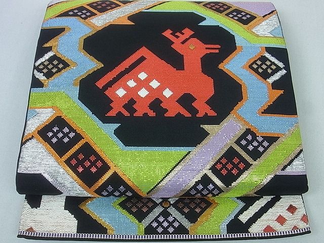 平和屋本店■最高級　龍村平蔵製　有栖川鹿手　本袋帯　黒地　金銀糸　逸品　kh230