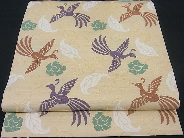 平和屋本店■極上　俵屋　人間国宝　喜多川平朗  有職織物　六通柄袋帯　鳳凰文　金糸　正絹　逸品　kk589