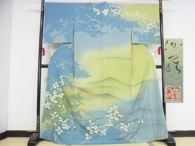 平和屋本店■極上　京の匠日展作家　丹下雄介　訪問着　風景枝葉文　暈し染め　やまと誂製　正絹　逸品　KAAA1255kk4