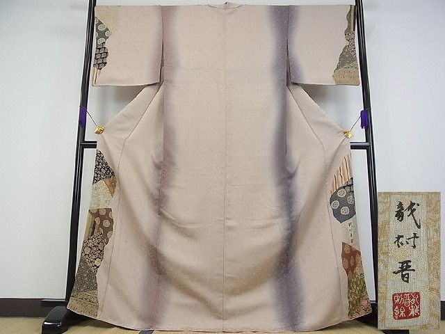 平和屋本店■希少　龍村晋謹製　訪問着　お召地　名物裂花文　金彩　逸品　2s10389