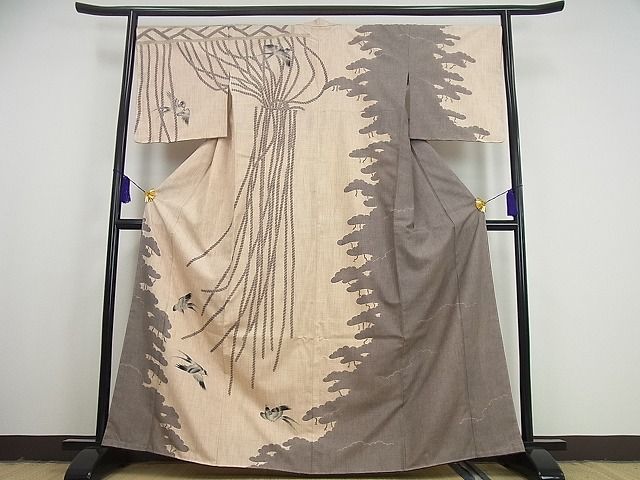 平和屋本店■希少 小紋師 藍田正雄 江戸小紋 訪問着 燕 紬地 逸品 未使用3s1918