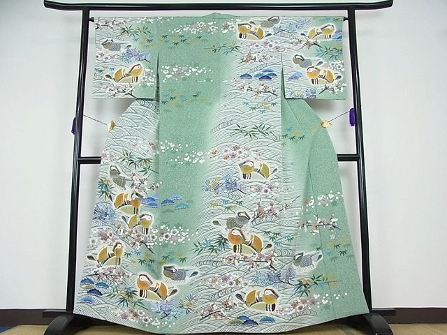 平和屋本店■超大作　人間国宝・羽田登喜男　訪問着　鴛鴦２１羽　逸品s2002