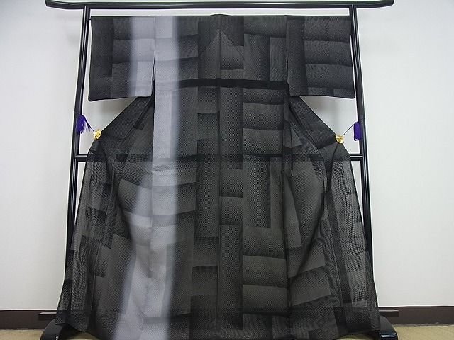 平和屋本店■極上　訪問着　紗袷　無双　紗×絽　幾何学文様　逸品3s2157