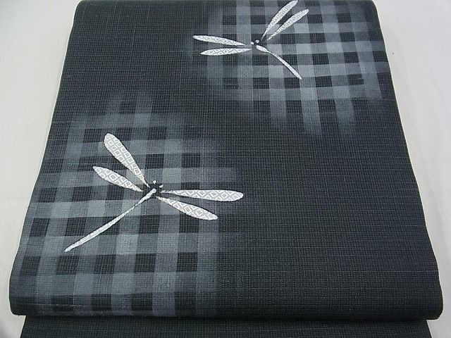 平和屋本店■極上　スリーシーズン　春夏秋　太鼓柄袋帯　とんぼ　紬地　逸品　未使用　s30045