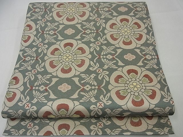 平和屋本店■極上　最高級　人間国宝　北村武資　経錦　六通柄袋帯　菱花鳥文　金糸　逸品3s3806