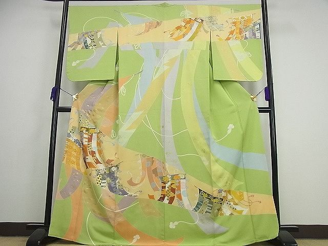 平和屋本店■極上　創業460年・千總　訪問着　駒刺繍　几帳吉祥文　金彩　パールトーン加工　逸品3s3889