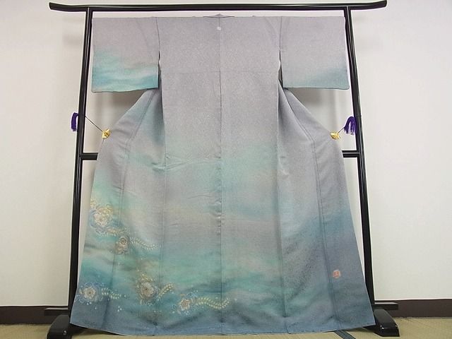 平和屋本店■極上　初代　久保田一竹　幻の辻が花　訪問着　絞り　金通し地　さが美扱い　逸品s7277