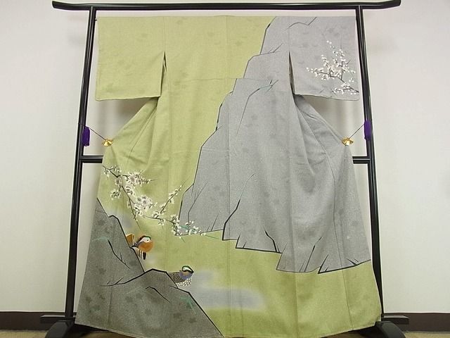 平和屋本店■極上 人間国宝 羽田登喜男 TOKIOetTOKI 訪問着 枝梅に鴛鴦 たたき染 金彩 健勝苑扱い 逸品 未使用2s9436