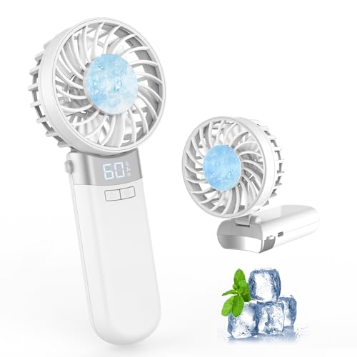 携帯扇風機 PSE認証済 接触冷感 急速冷却・折り畳み LEDディスプレイ表示 イオン発生 アロマ対応 空気清浄 ハンディファン 手持ち扇風機 50