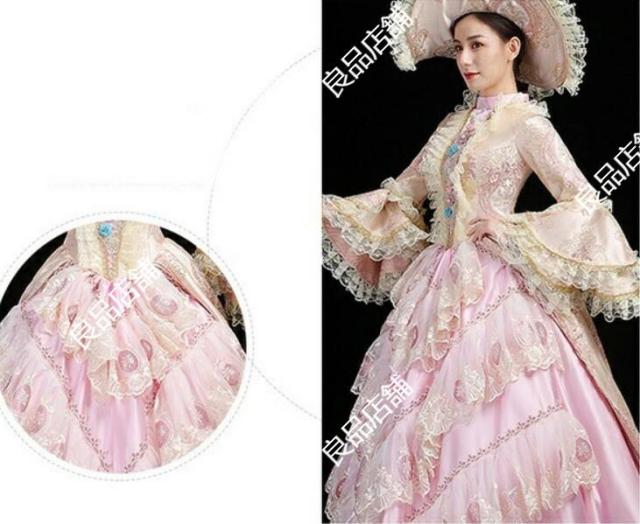 上品 トレーン丈 中世風ドレス 貴族 宮廷ドレス オーダーメイド可能 王族服 演出服 パーティードレス コスチューム 女王 復古風 クリスマス仮装 貴婦 公爵夫人 パニエ付き 貴族服装