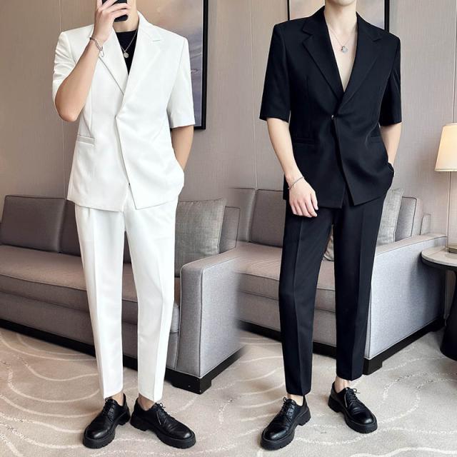 スーツセット メンズ カジュアルスーツ 夏用 ビジネススーツ お洒落 洗えるスーツメンズファッション スーツ セットアップ スーツ