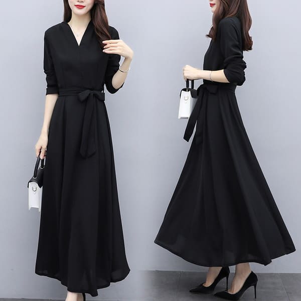 きれいめ レディースファッション 大きいサイズM L XL 2XL 3XL 4XL 5XL フォーマル セレモニースーツ オールシーズン シンプル 上品 ウエストマーク 襟付き ワンピース 黒 ブラッ