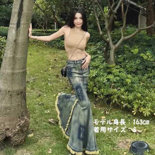 きれいめ レディースファッション セットアップ S M L XL 2XL フィッシュテール デニムロングスカート×ショート丈トップス ロングデニムスカート 20代 30代 40代 50代 春服 夏服