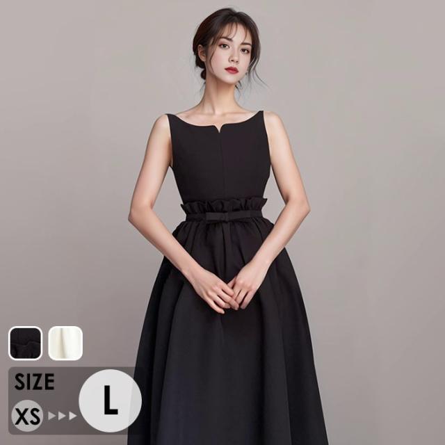 ドレス 大人 ワンピース ノースリーブ 黒 ピアノ 発表会 小柄 ミモレ丈 小さいサイズ 演奏会 結婚式 母親 演奏会ドレス 大人