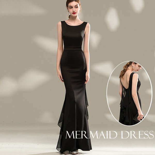 ロングドレス マーメイドライン パーティードレス イブニングドレス ノースリーブ ナイトドレス エレガント マーメイドドレス 結婚式 ワンピース 二次会 演奏会 キャバ嬢