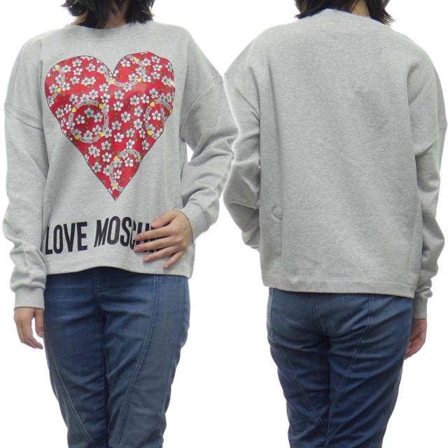 旧作お買い得セール！ LOVE MOSCHINO ラブモスキーノ トレーナー レディース コットン 綿100％ W640401-M4055 グレー