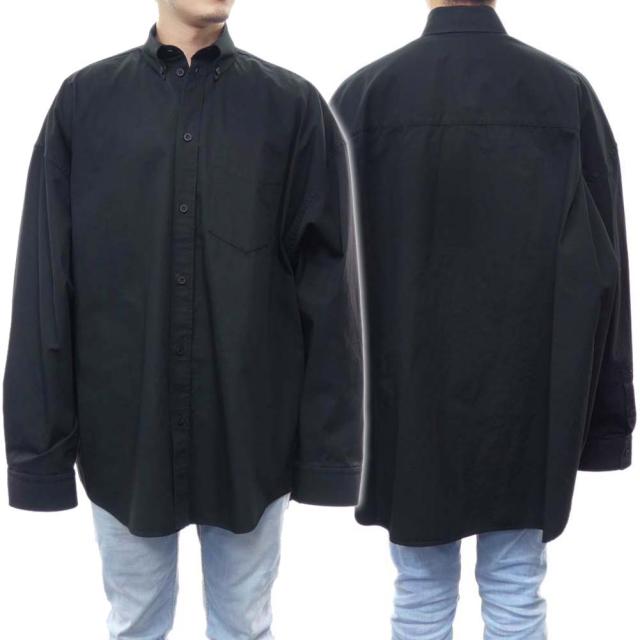 旧作お買い得セール！ BALENCIAGA バレンシアガ 長袖シャツ メンズ コットン 綿100％ ビッグシルエット 7204106 TNM15 ブラック