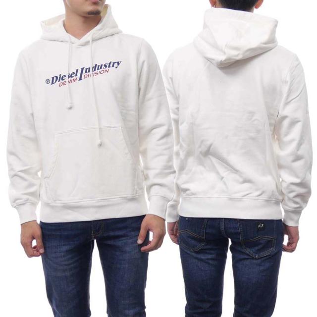 旧作お買い得セール！ DIESEL ディーゼル パーカー メンズ プルオーバー コットン 綿100％ A03744 0AJIH / S-GINN-HOOD-IND オフホワイト
