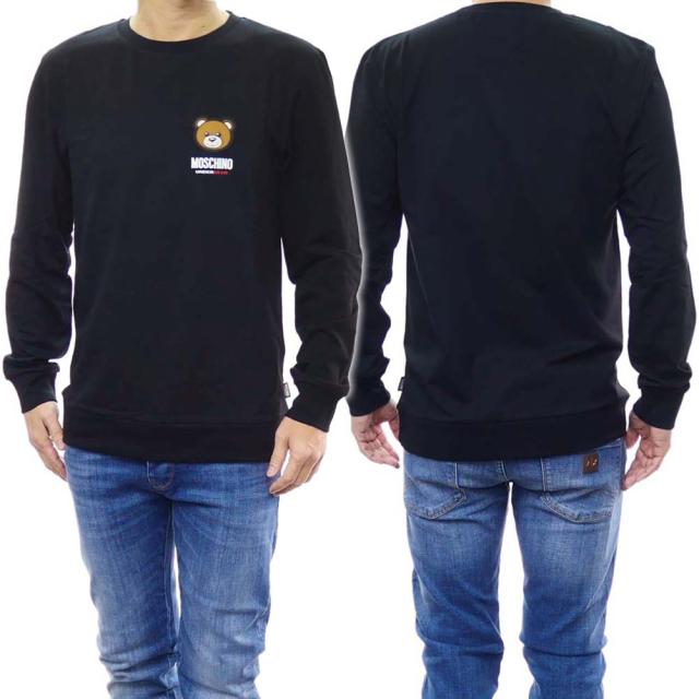 旧作お買い得セール！ MOSCHINO UNDERWEAR モスキーノアンダーウェア Tシャツ メンズ 長袖 クルーネック ロンT V1A1288 4411 ブラック