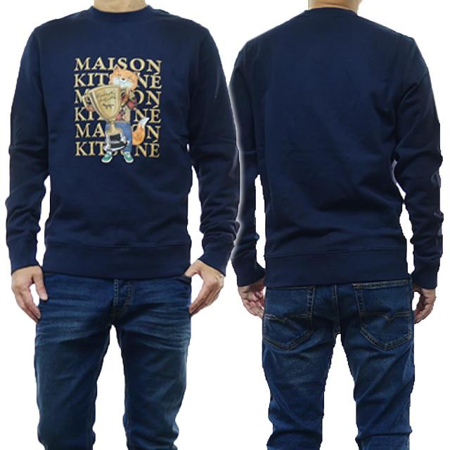 旧作お買い得セール！ MAISON KITSUNE メゾンキツネ トレーナー メンズ コットン 綿100％ LM00311KM0001 / FOX CHAMPION REGULAR SWEATSHIRT ネイビー