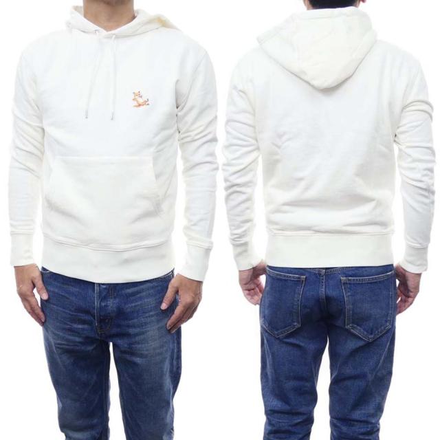 旧作お買い得セール！ MAISON KITSUNE メゾンキツネ パーカー メンズ プルオーバー コットン 綿100％ IU00355KM0001 / CHILLAX FOX PATCH CLASSIC HOODIE ホワイト